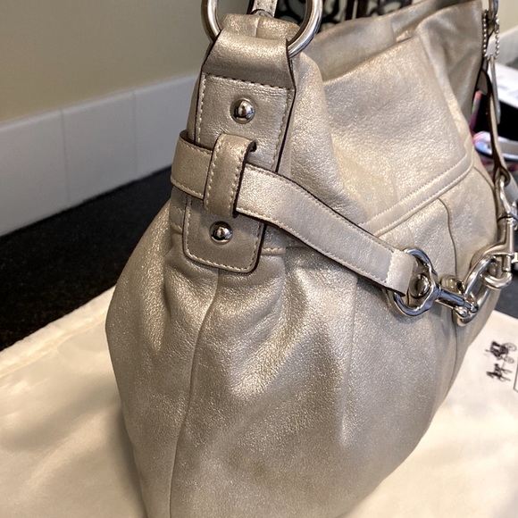 Coach | Bags | Coach Beautiful Silvery Metallic Buttery Soft Hobo Tote ...